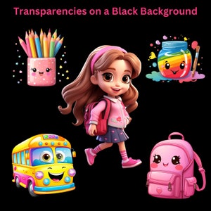 School Clipart, Girls Back to School Clipart Bundle, Cute School ...