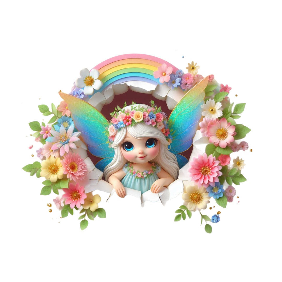 Flower Fairy Clipart, 3d Hole in Wall Fairy PNG, Breakthrough Fairy ...