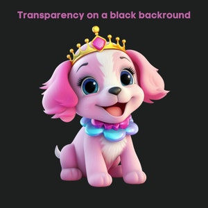 Princess Puppy Clipart, Royal Puppy PNG Digital Download, Pink Princess ...