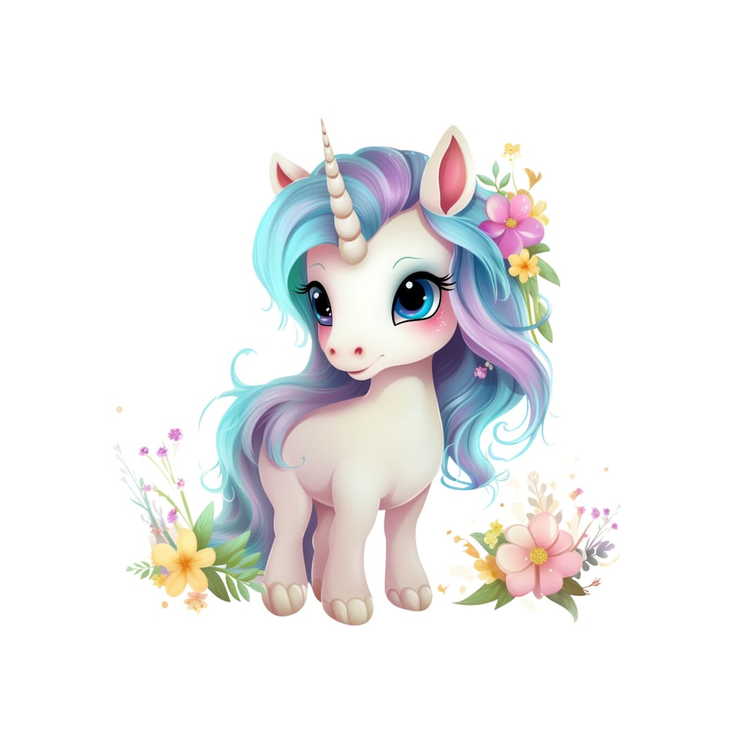 Unicorn Clipart, Cute Unicorn PNG Instant Download Transparency, Cute ...