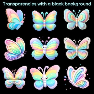 Cute Butterfly Clipart, Pastel Butterfly PNG Bundle, Transparent Images ...