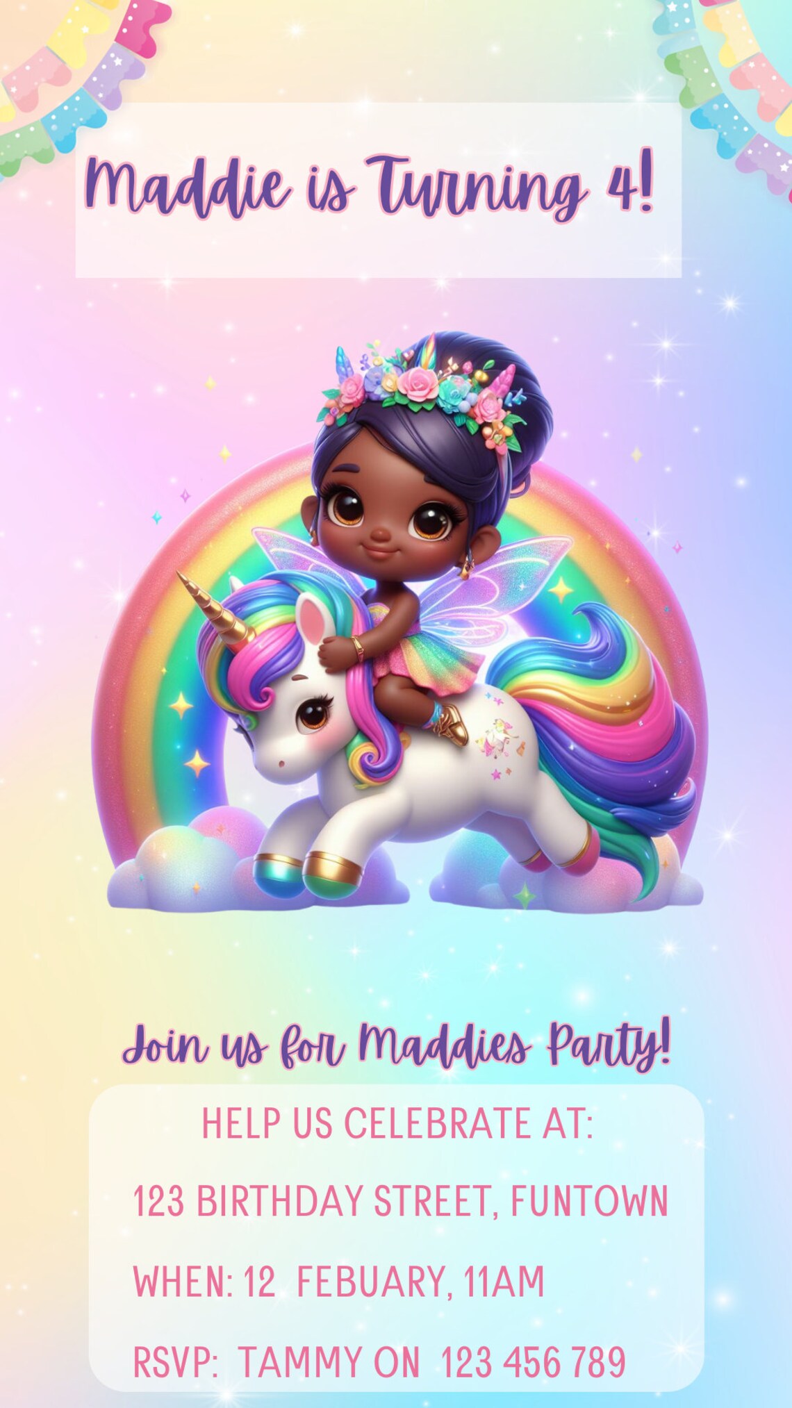 Magical Unicorn, Cute Fairy Clipart, Rainbow Unicorn PNG Instant ...