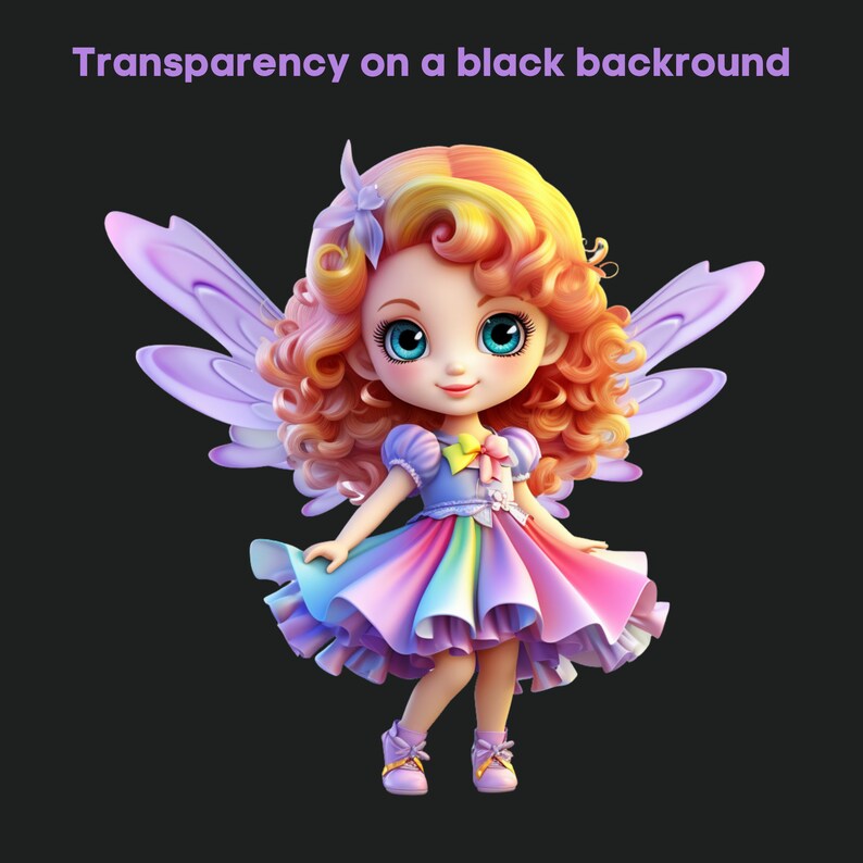 Fairy Clipart, Cute Lilac Fairy PNG Instant Download, Girls Printable ...