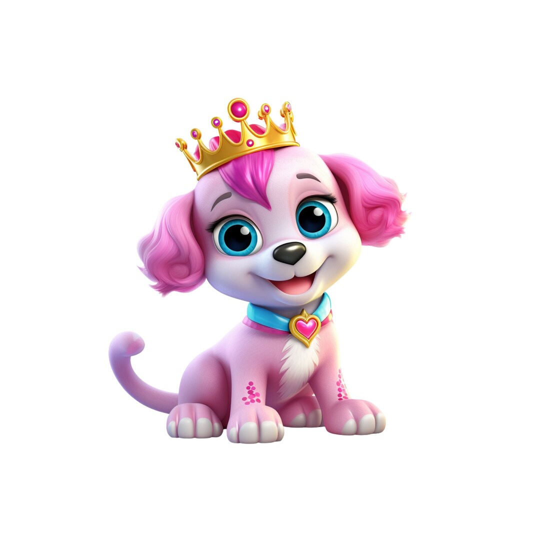 Cute Puppy Clipart, Pink Princess Puppy PNG, Puppy Instant Download ...