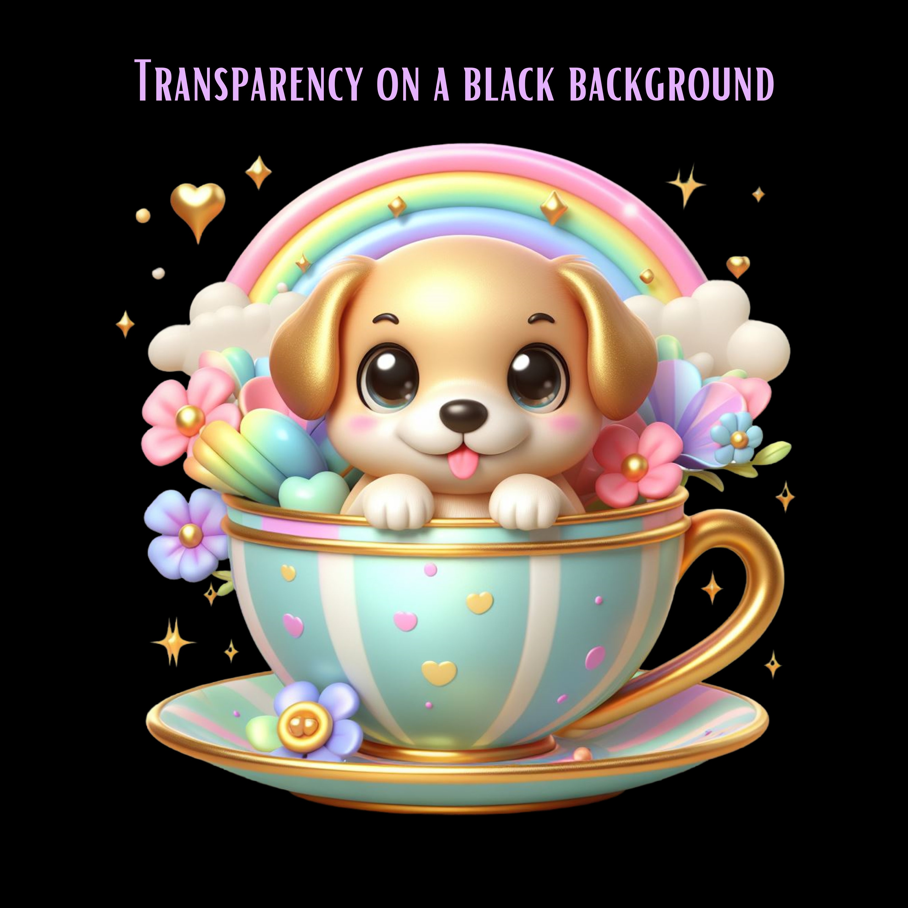 Cute Puppy Clipart, Colourful Puppy in a Cup PNG, Puppy Instant ...