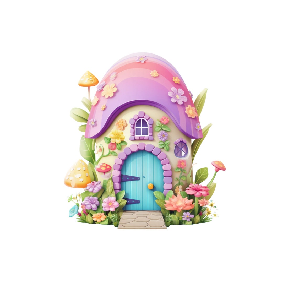 Fairy House, Cute Rainbow Fairy Cottage Clipart, Fairy Tale Home ...