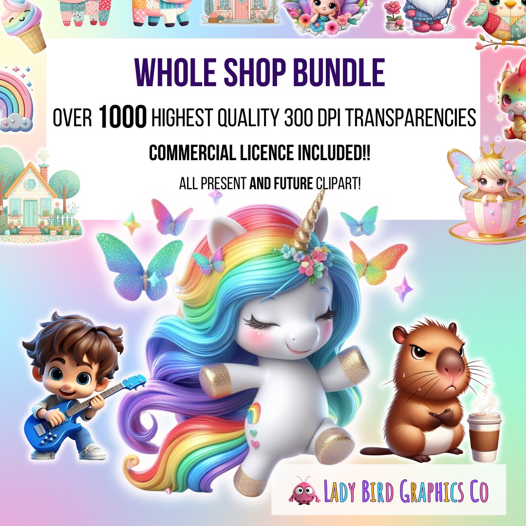 Whole Shop Bundle, Cute Clipart Transparencies, Commercial Use ...
