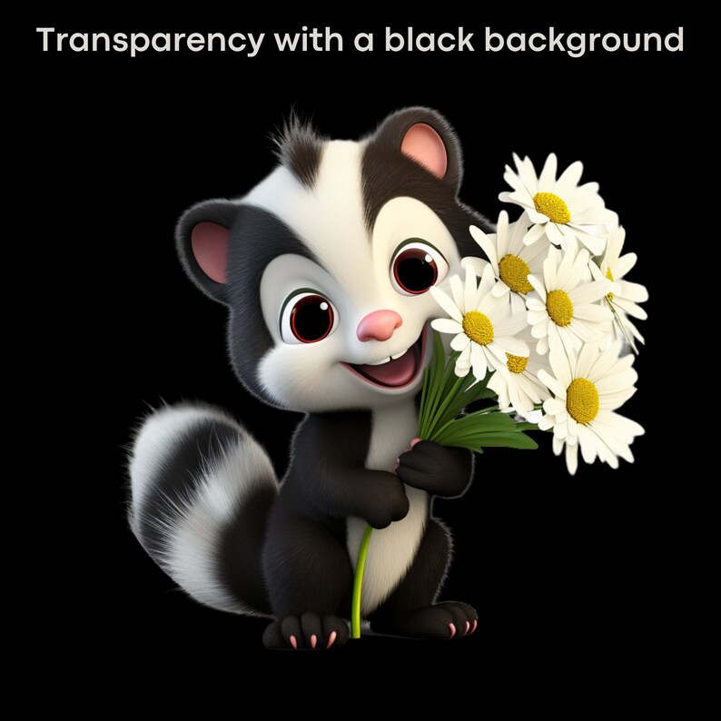 Baby Skunk Clipart, Cute Skunk PNG, Transparent Digital Download, Skunk ...