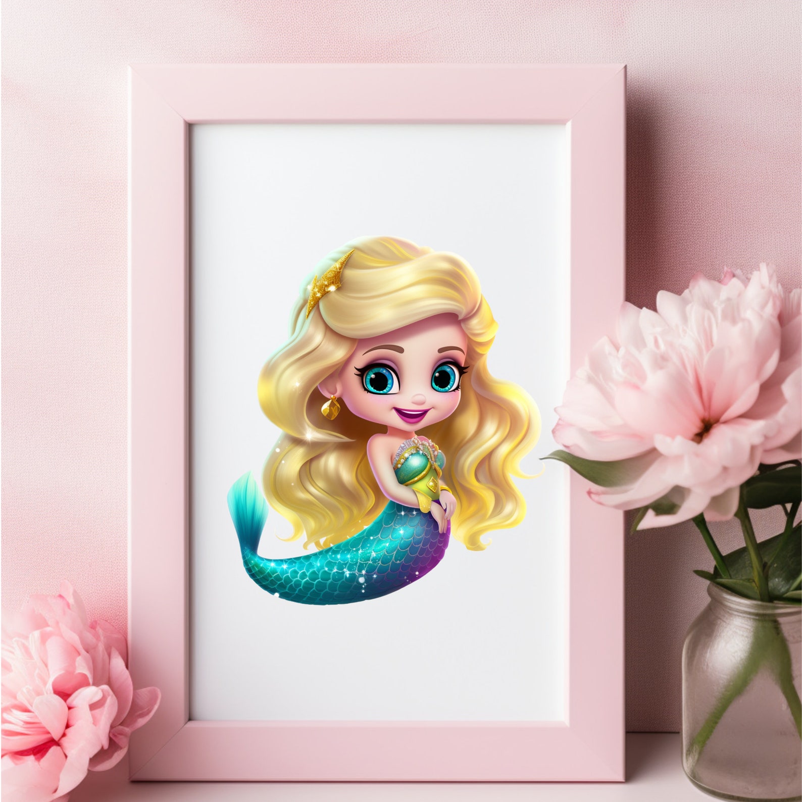 Cute Mermaid PNG, Mermaid Clipart Instant Download Transparency, Under ...