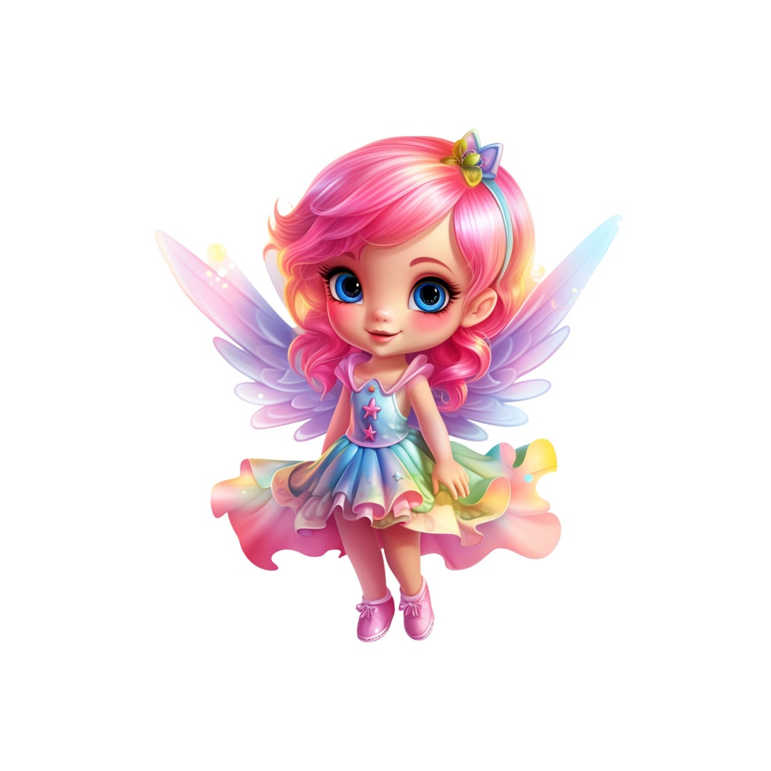 Cute Fairy Clipart, Pink Fairy PNG Instant Download, Cute Pink and ...
