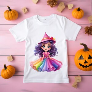Cute Witch, Halloween Clipart, Cute Pink and Rainbow Witch PNG ...