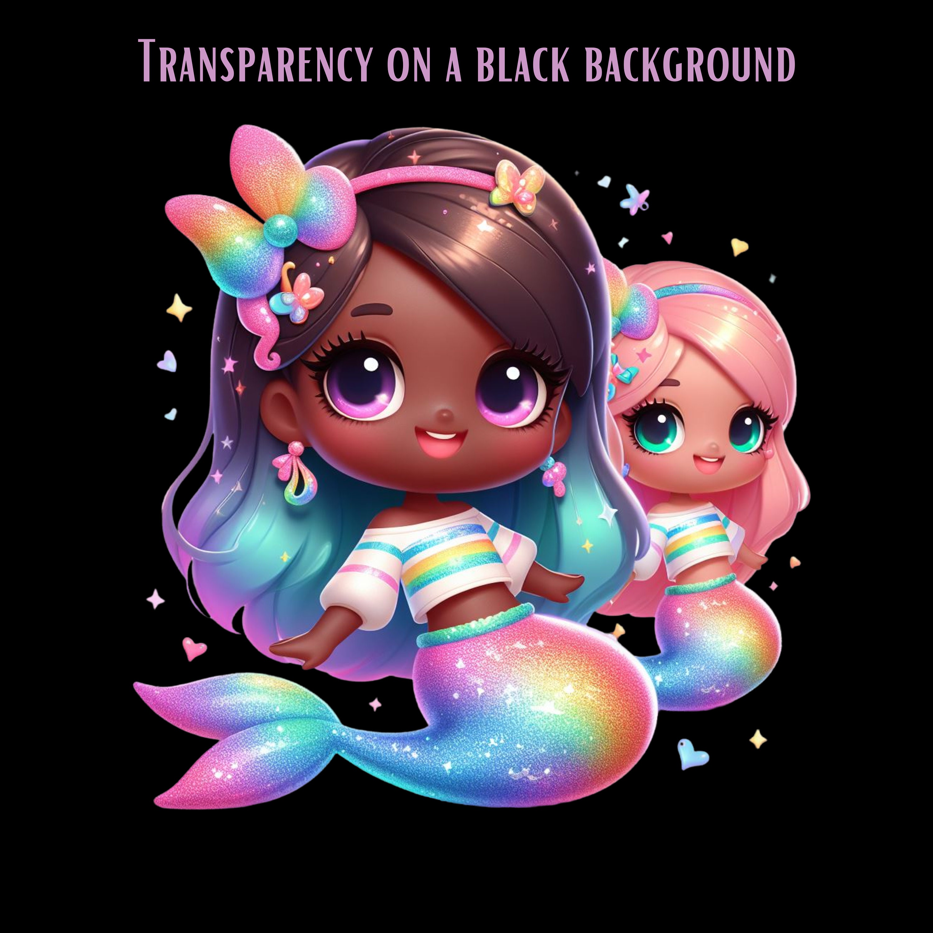 Mermaid Clipart, Rainbow Mermaid, Black Mermaids PNG, Transparent ...