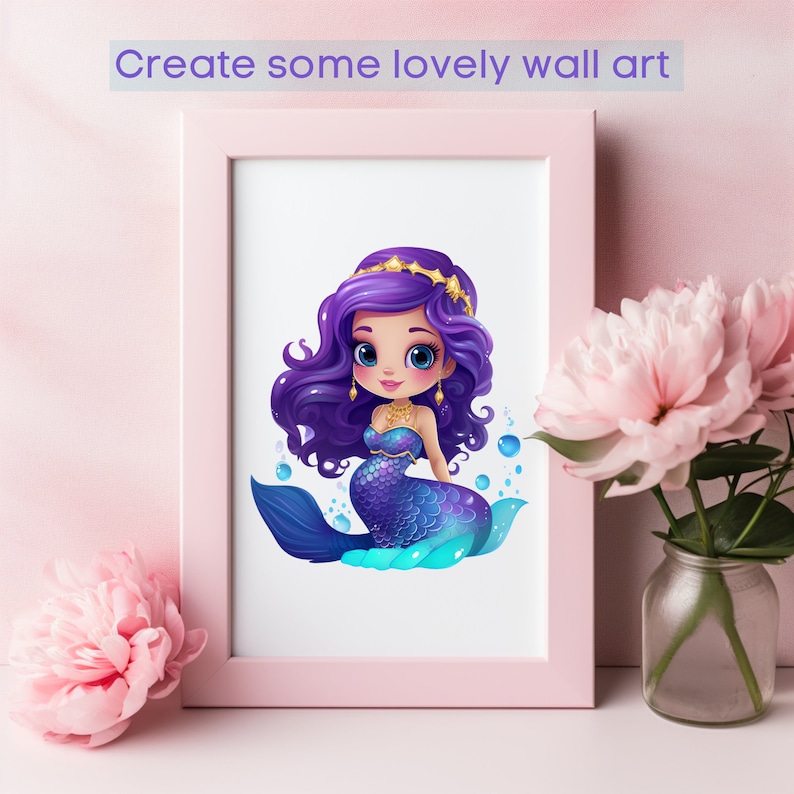 Cute Mermaid Clipart Mermaid Princess PNG Digital Download - Etsy Australia