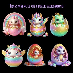 Cute Dragon and Eggs Clipart Bundle, PNG Baby Dragon Transparencies ...