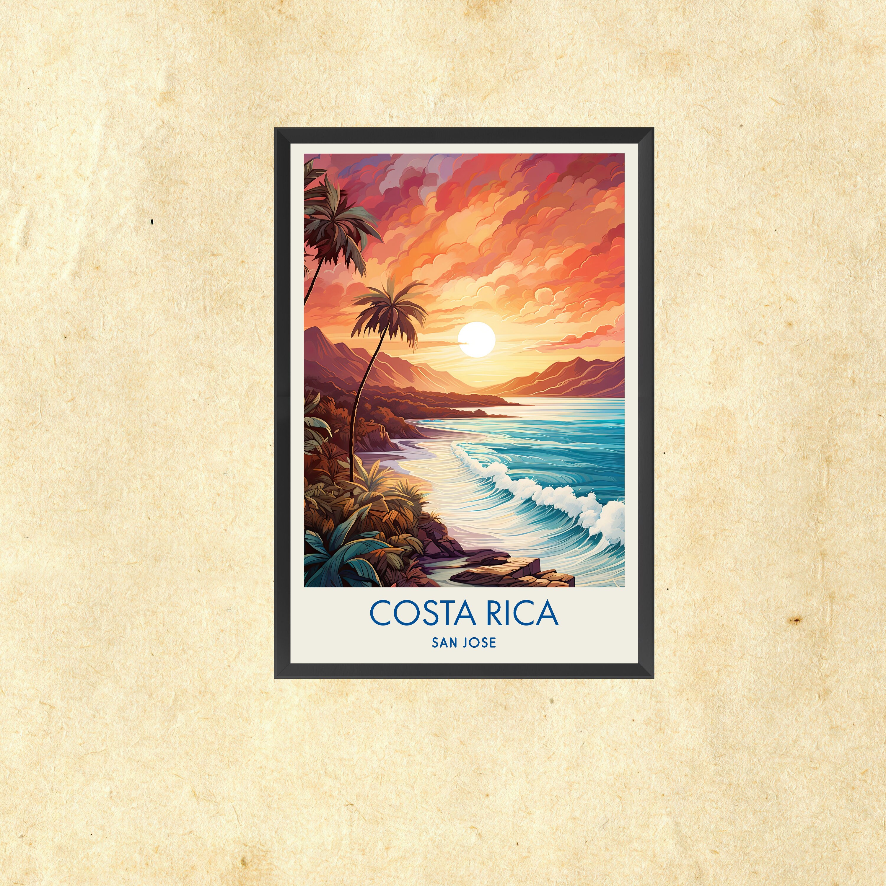 Costa Rica Travel Poster Costa Rica Poster Costa Rica Art - Etsy