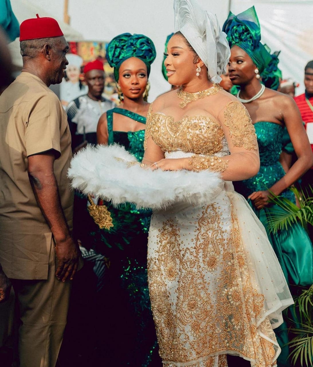 White and Gold George Bridal Dress Igbo Wedding Dress for - Etsy