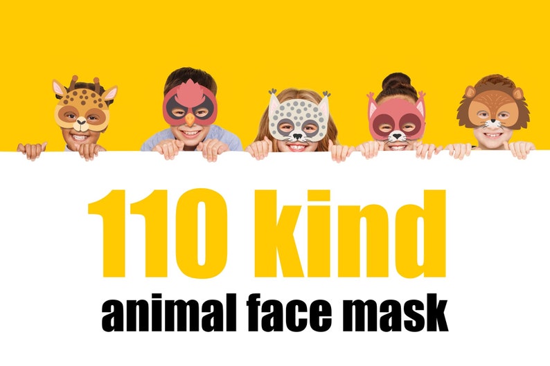 110 Kind Printable Animal Masks, Printable Masks, Party Masks, Cartoon ...