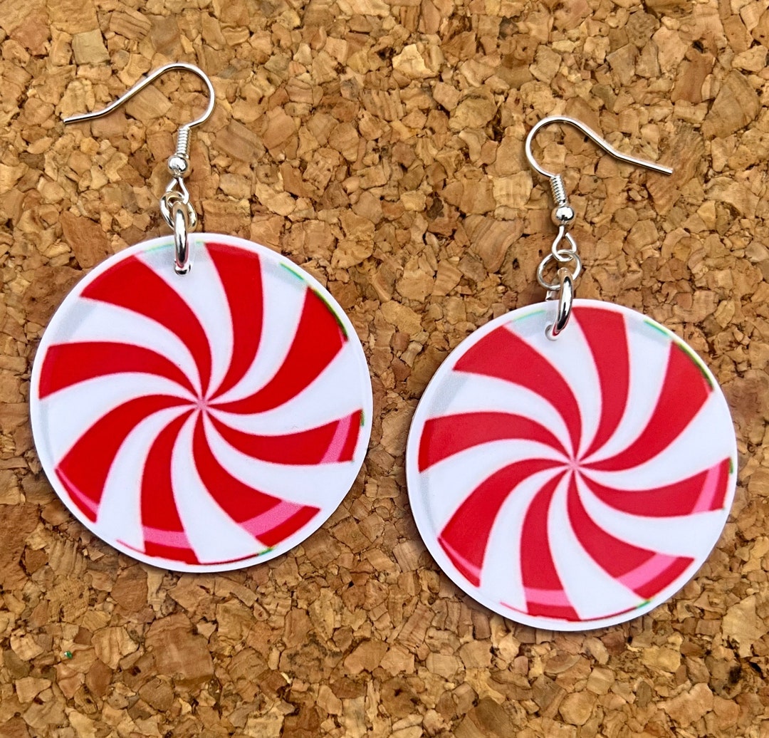 Christmas Peppermint Candy Resin Earrings - Etsy