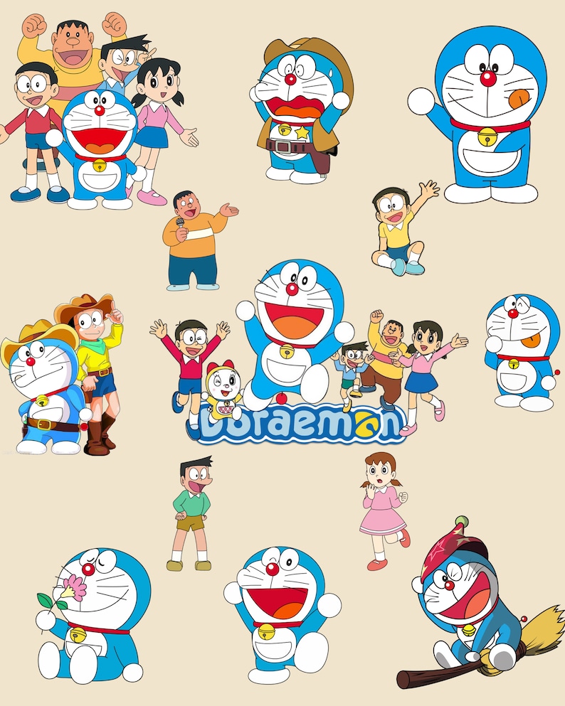 Doraemon PNG SVG Bundle, Instant Download Cartoon Character Clipart ...