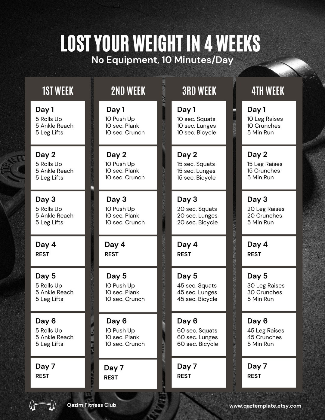 Workout Planner Customizable Fitness Organizer, Workout , Exercise ...