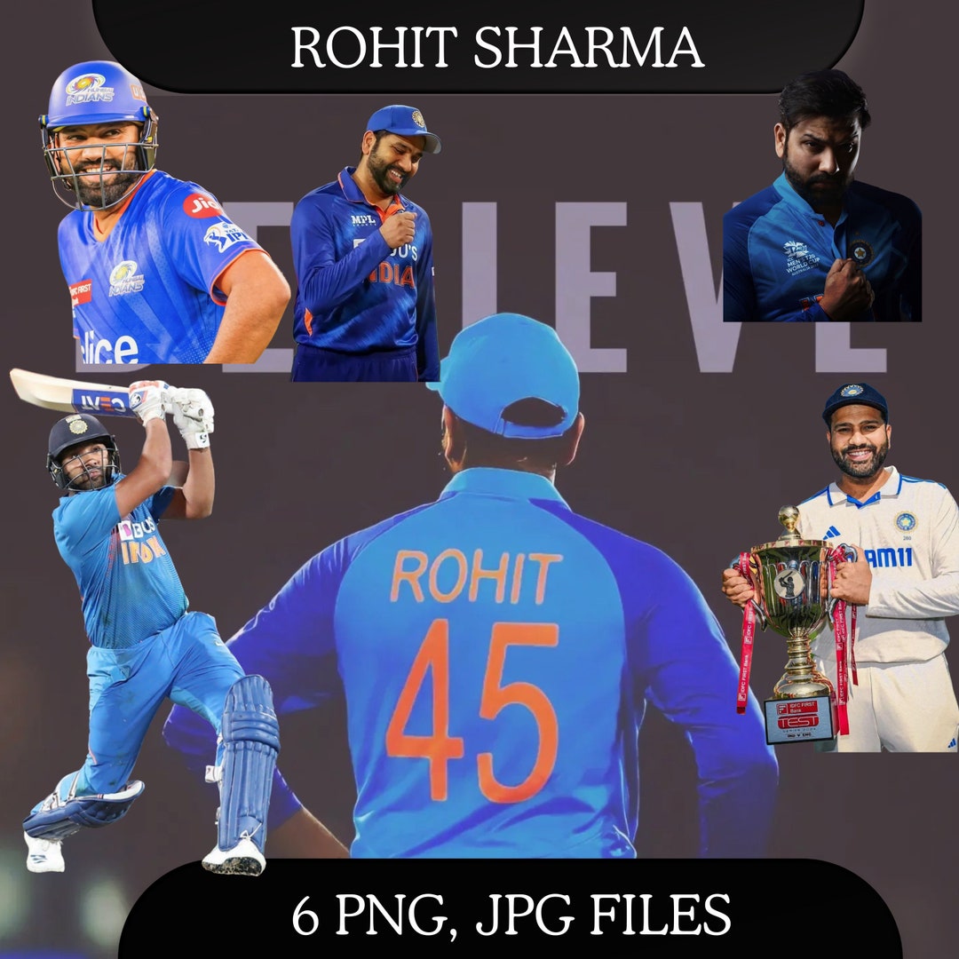 Rohit Sharma PNG, JPG Bundle, Cricket Player Clipart Set, Transparent ...