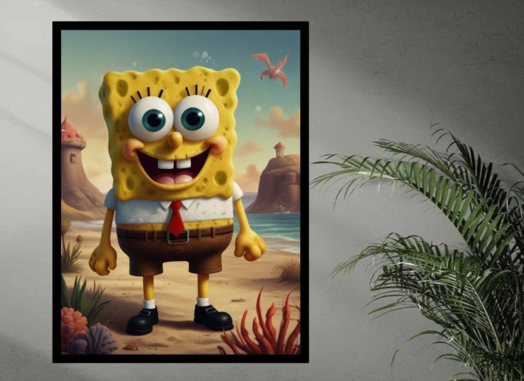 Spongebob Squarepants Digital Art, Vibrant JPG File, Perfect for Kids ...