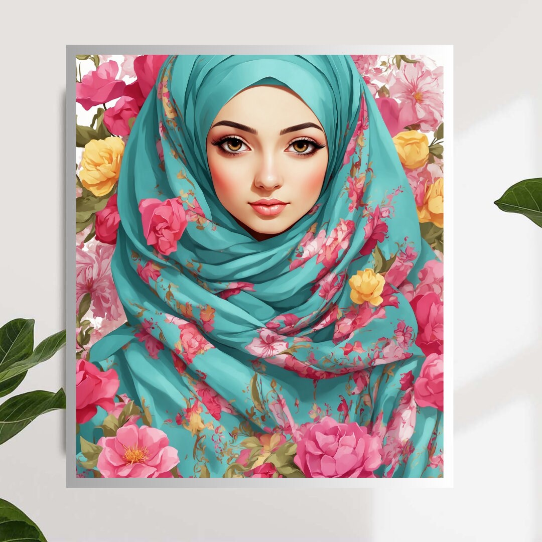 Digital Art Portrait of a Girl With Hijab Islamic Art, Muslim Woman ...