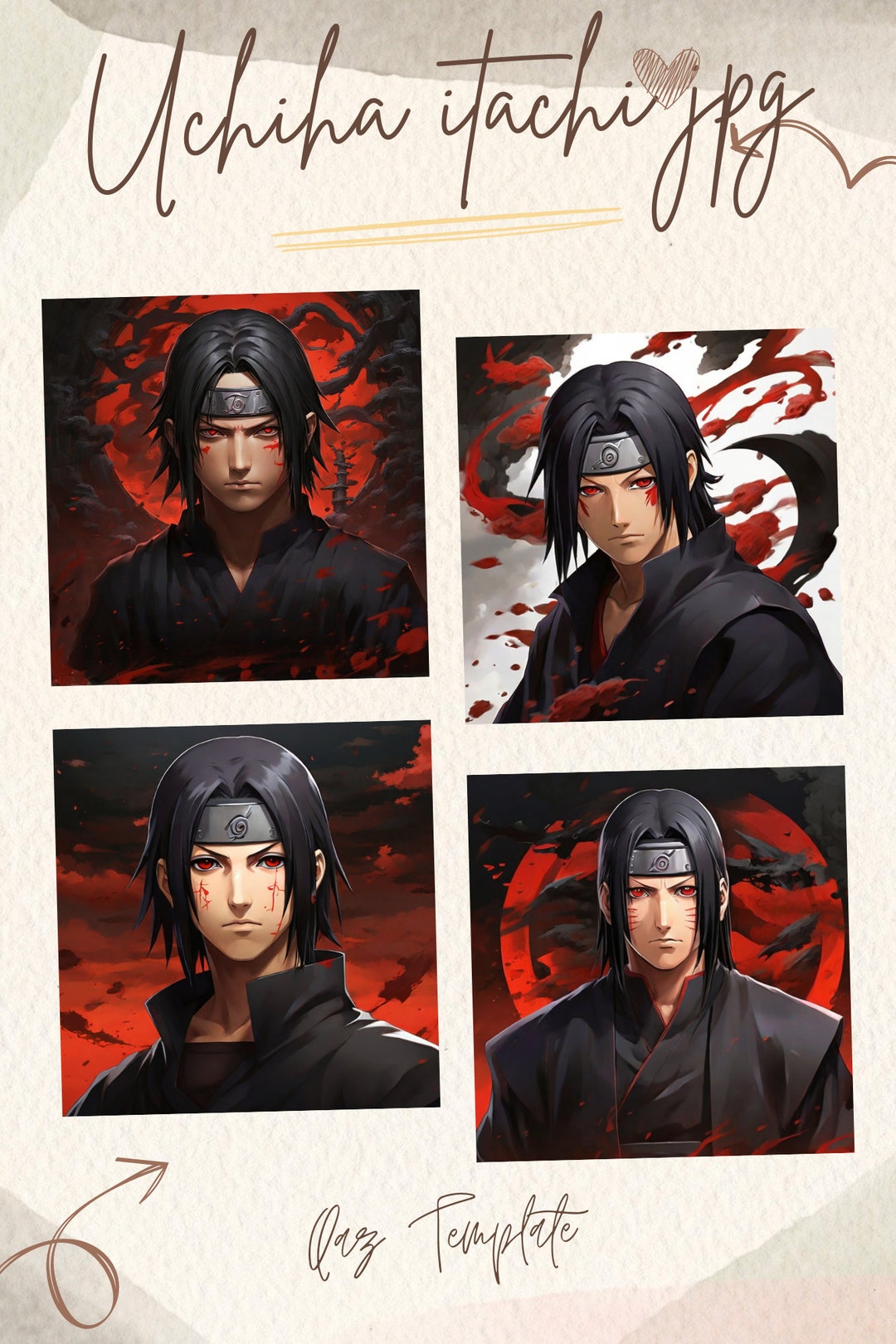 Uchiha Itachi Digital Art Collection, 7 JPG HD Images, Anime Wall Decor ...
