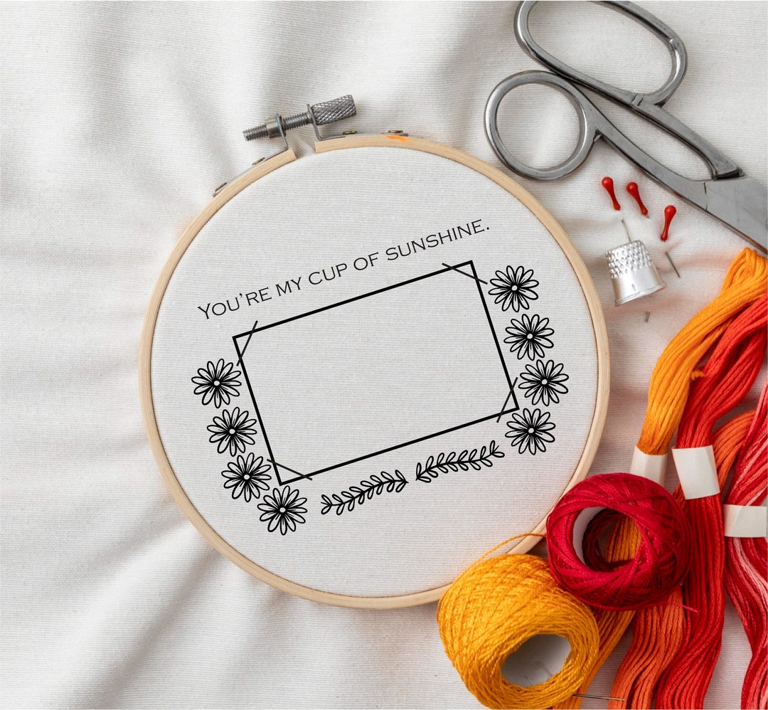 Instax Mini Polaroid Frame Embroidery Pattern, Floral Picture Frame ...