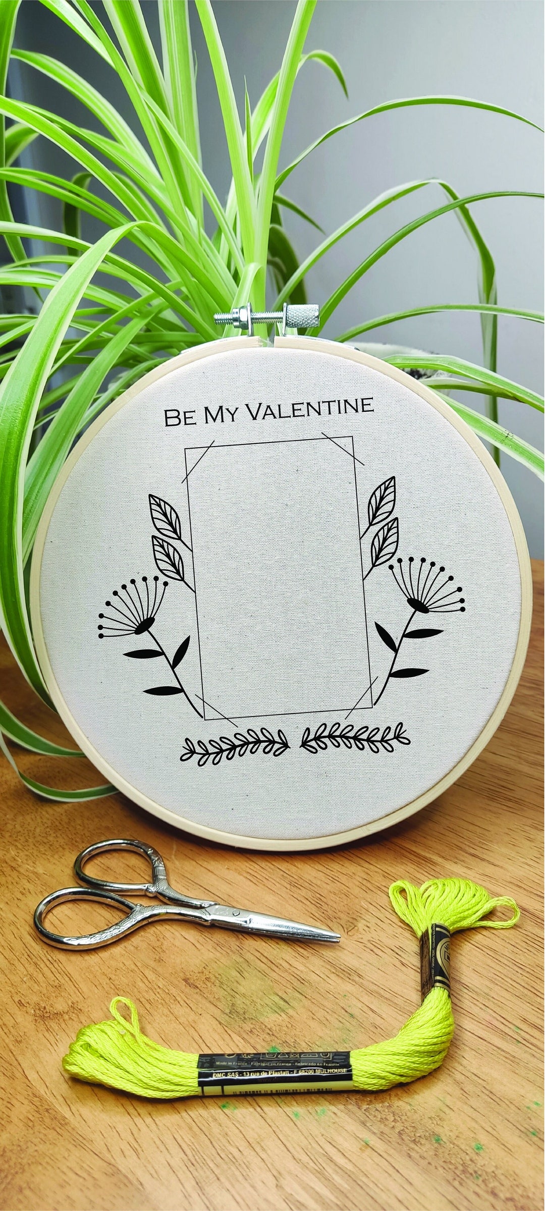 Floral Picture Frame Hand Embroidery Pattern, Instax Mini Polaroid ...