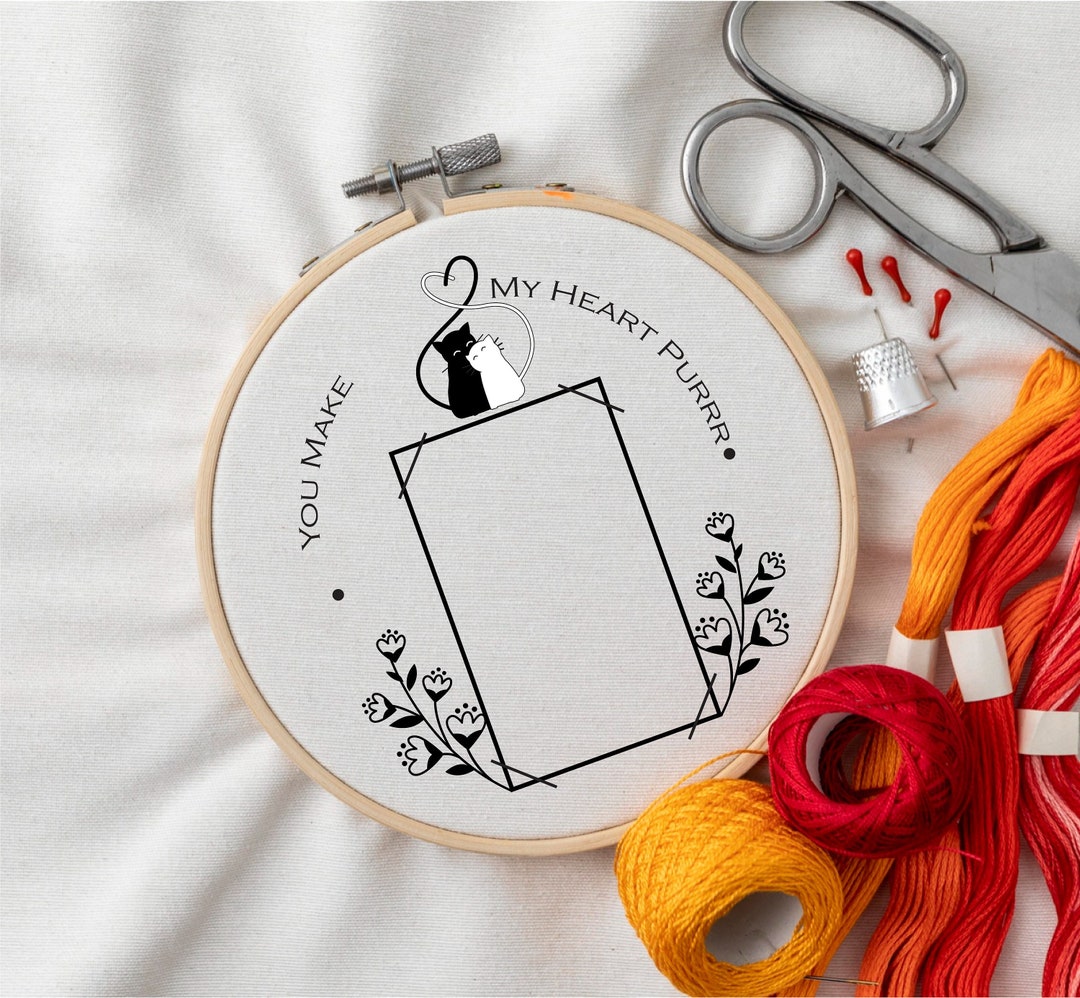 Floral Frame Embroidery Pattern, Instax Mini Polaroid, DIY Gift ...