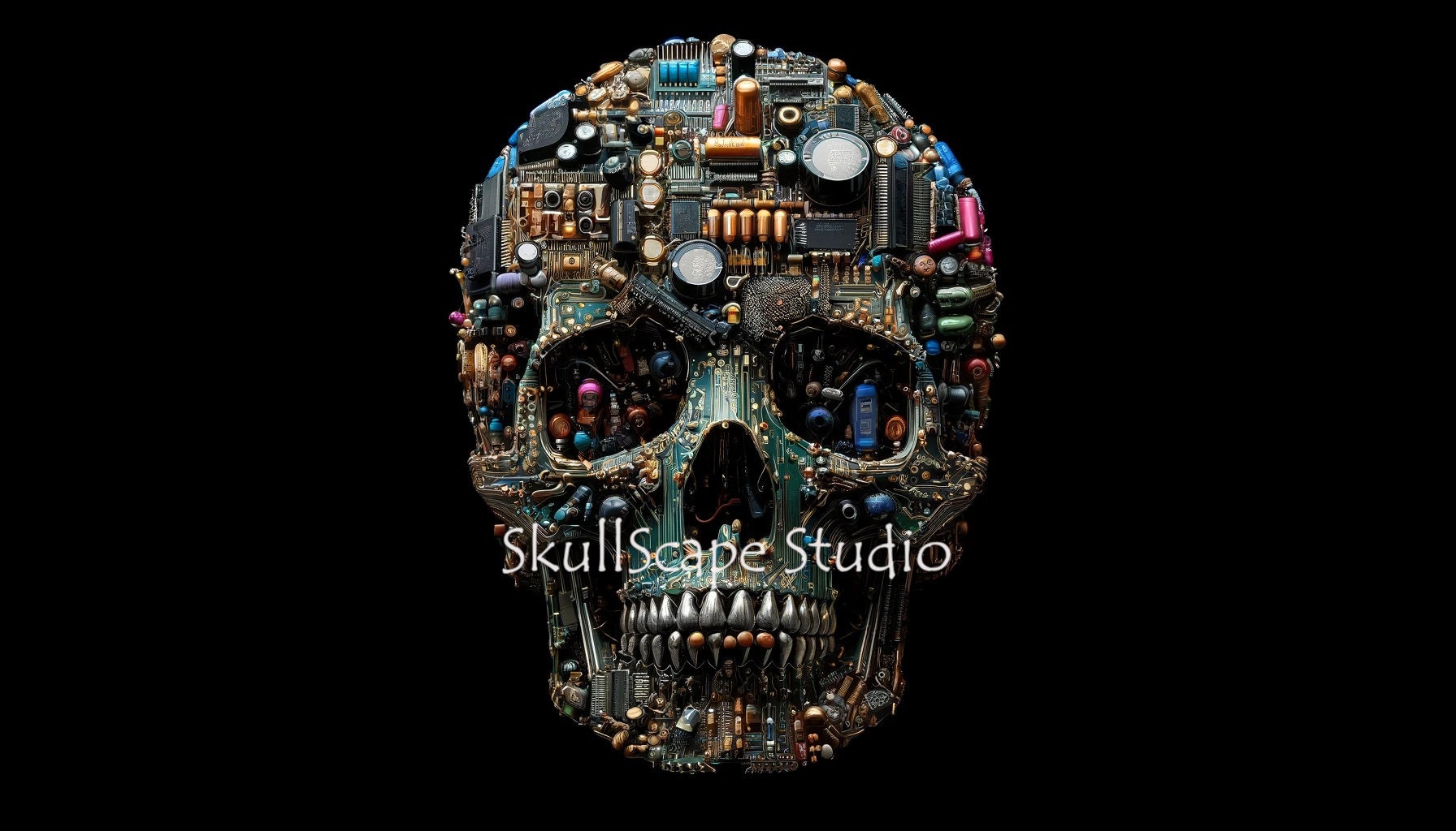Electronic Circuit Board PCB Skull Art Skull Sculpture Cyberpunk ...