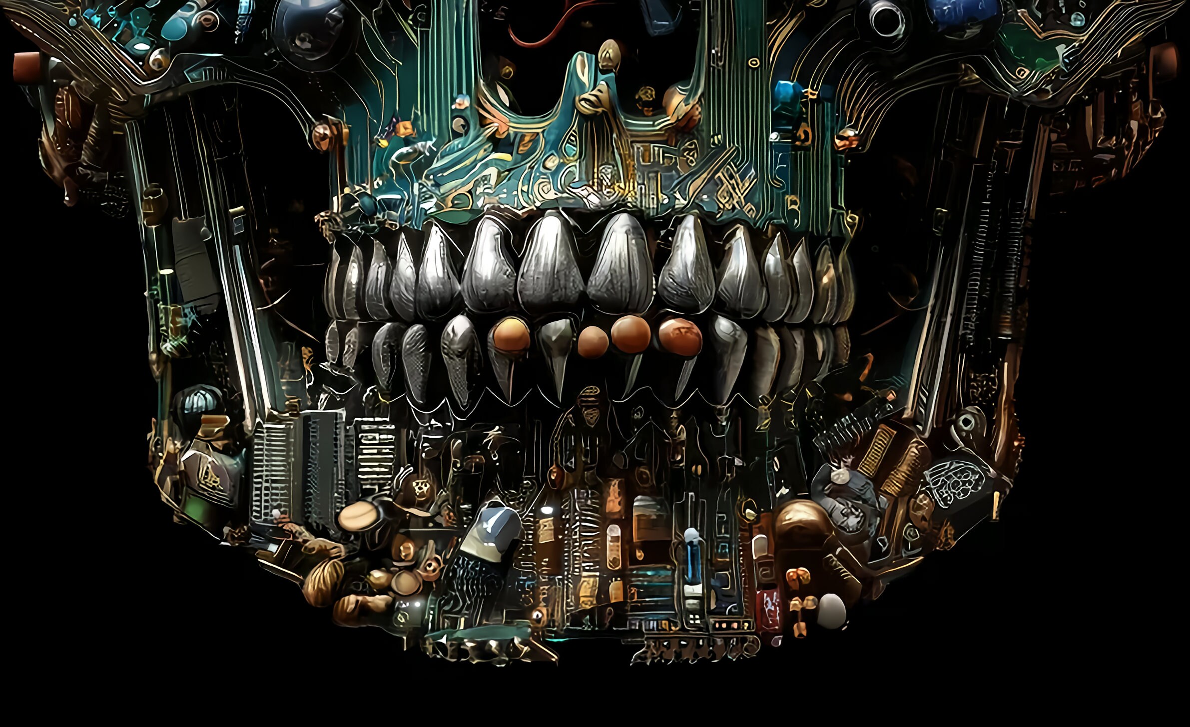 Electronic Circuit Board PCB Skull Art Skull Sculpture Cyberpunk ...