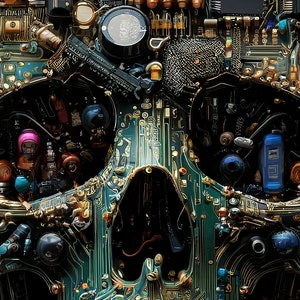 Electronic Circuit Board PCB Skull Art Skull Sculpture Cyberpunk ...