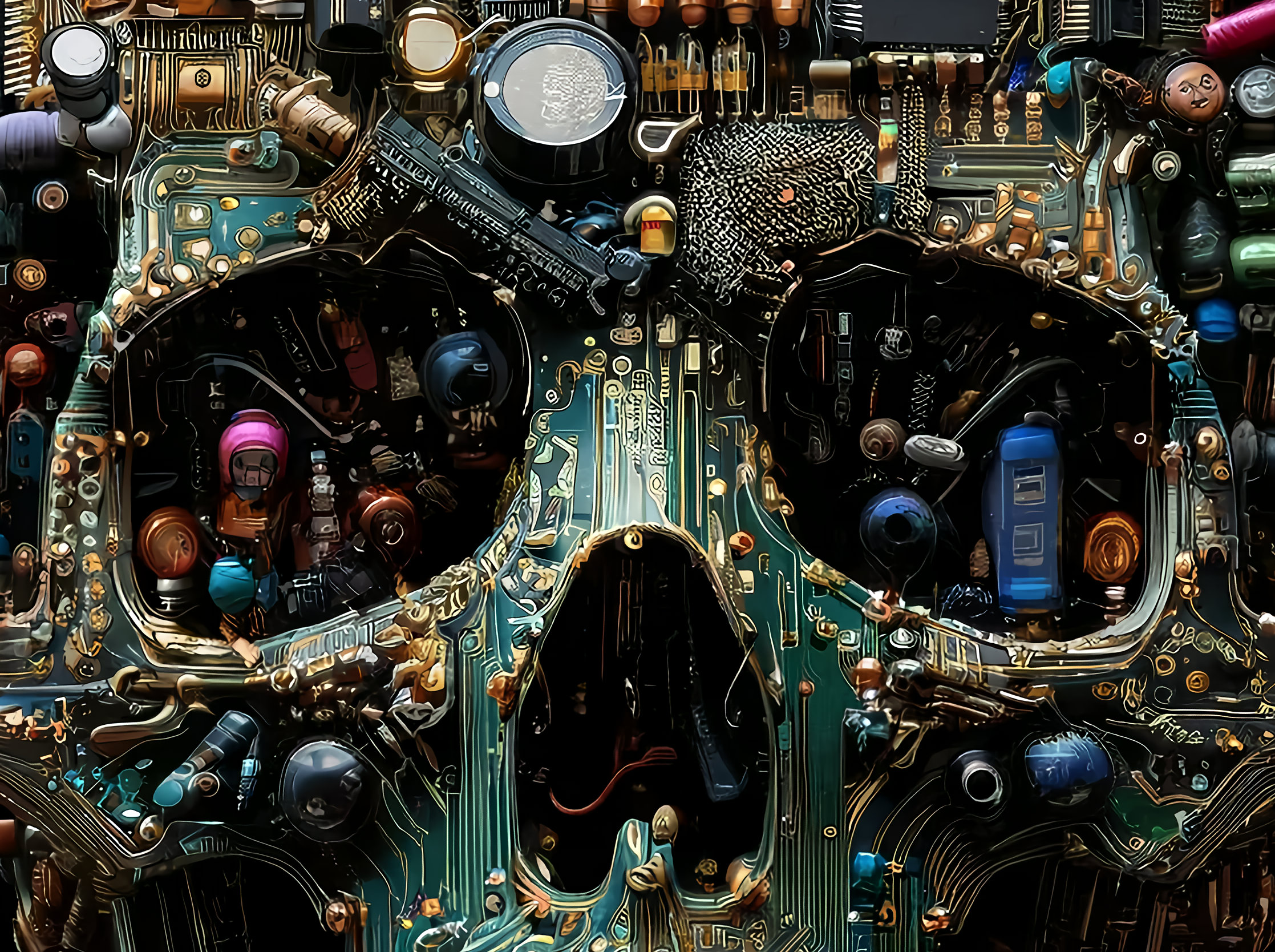 Electronic Circuit Board PCB Skull Art Skull Sculpture Cyberpunk ...