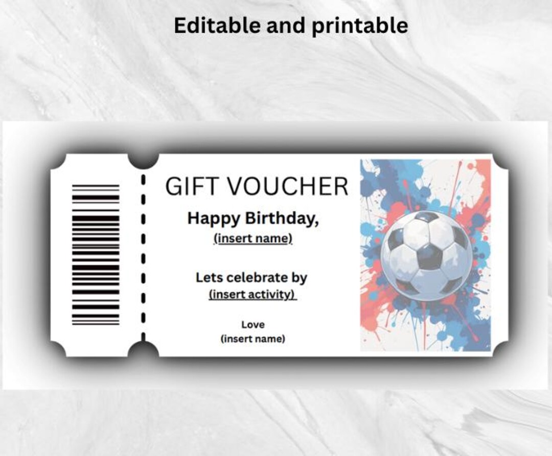 Editable Football Soccer Gift Voucher | Sports Theme Coupon Template ...