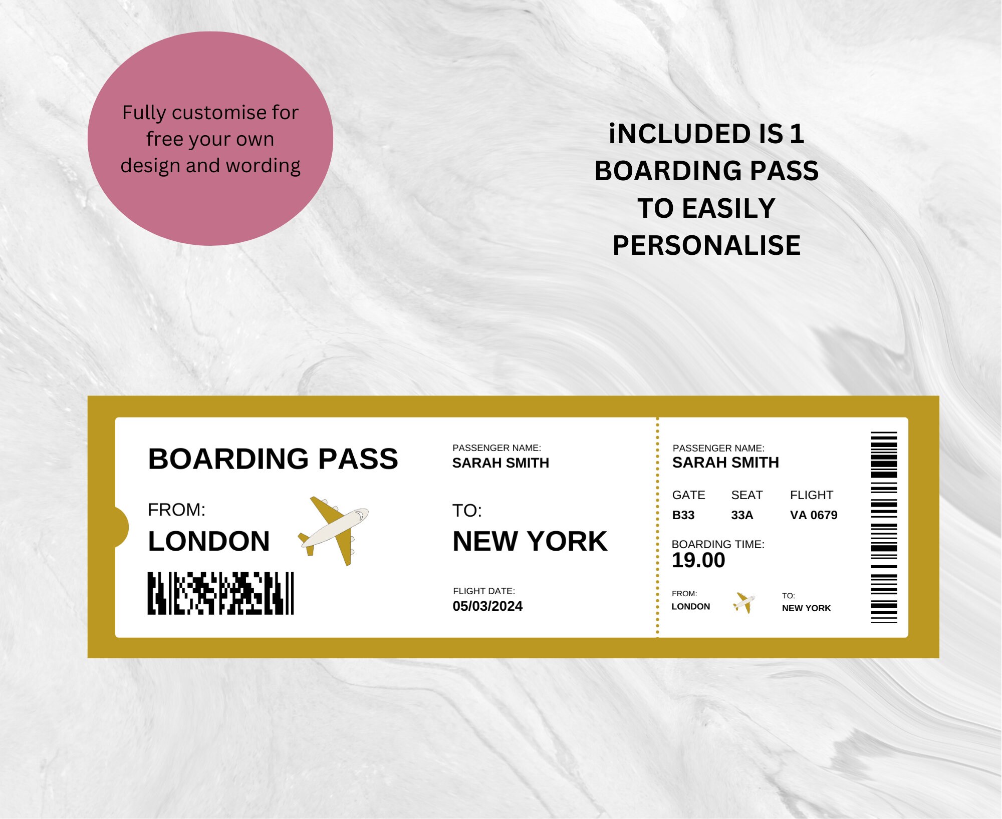 Editable Boarding Pass Template | Couple Gift | Airline Ticket | Gift ...