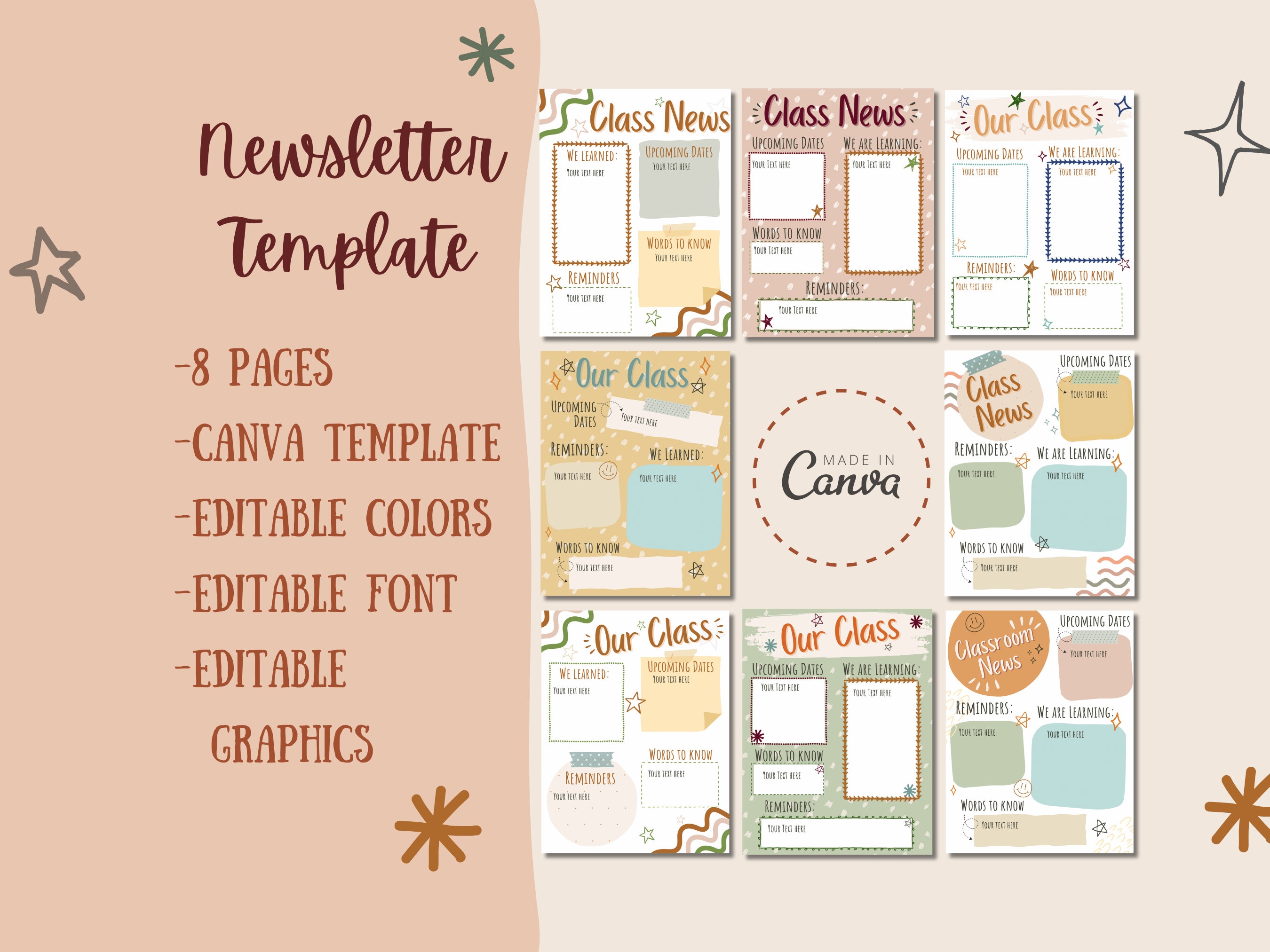 Editable Classroom Newsletter Template Neutral Modern Calm - Etsy
