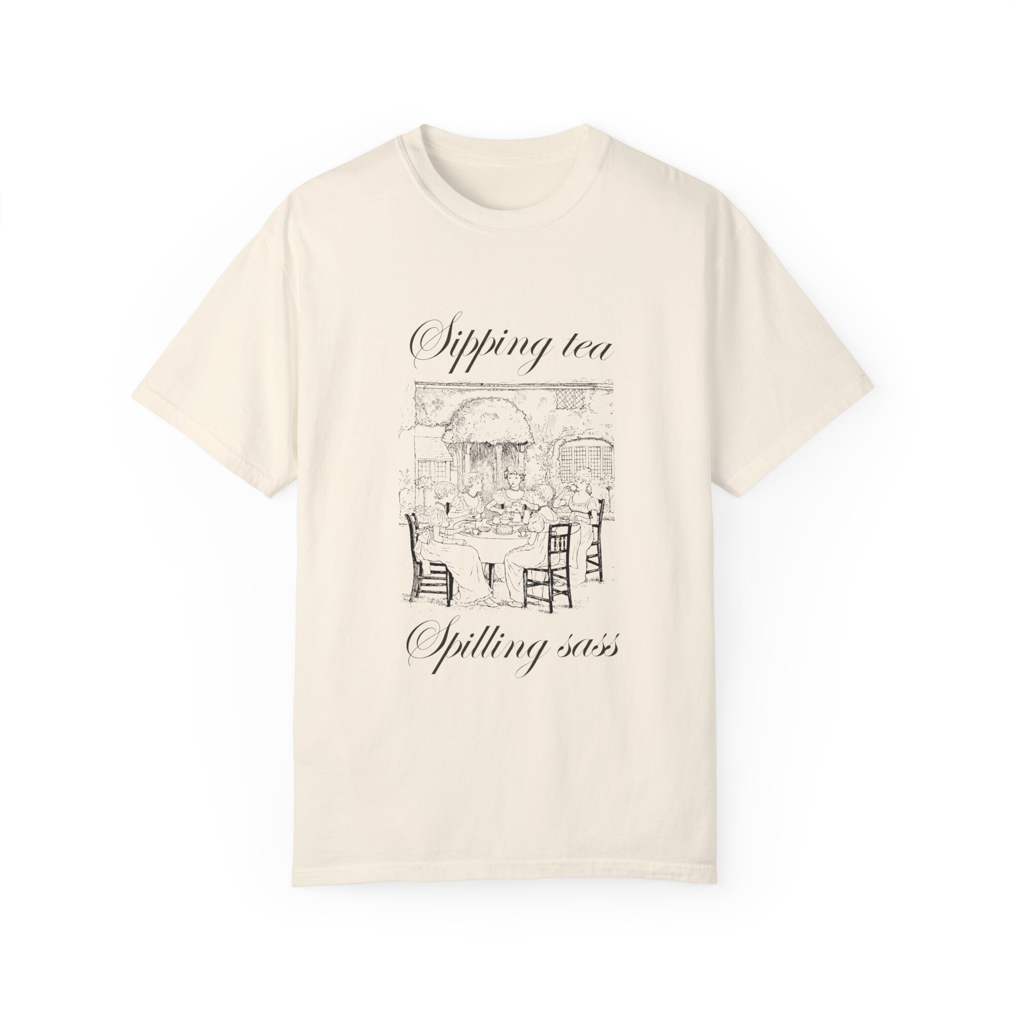 Sipping Tea Spilling Sass Cottagecore Shirt, Vintage Shirt, Funny Shirt ...