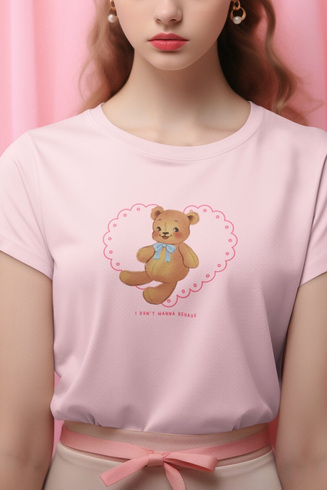 Teddy Bear Shirt Cutecore Cinnamongirltees Cinnamon Girl Tees Bow Shirt Coquette Clothing Gen Z ...