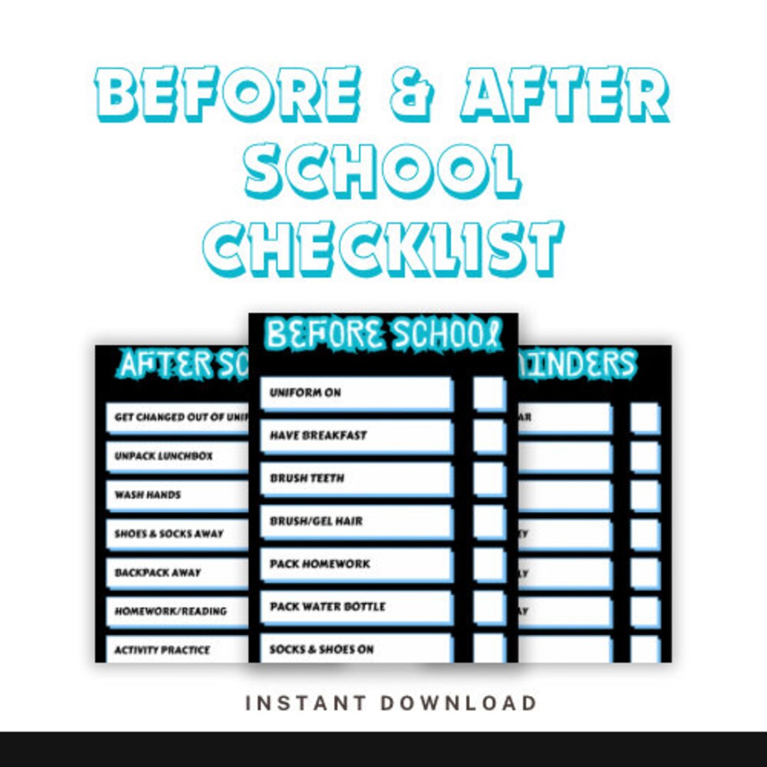 Before & After School Checklist - Etsy Canada