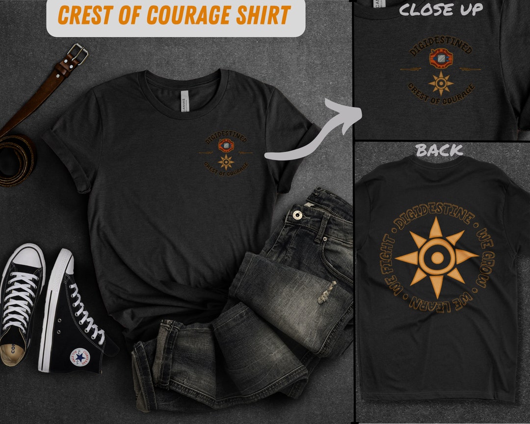 Digimon Digidestined Shirt, Crest of Courage, Digimon Adventure 01 ...