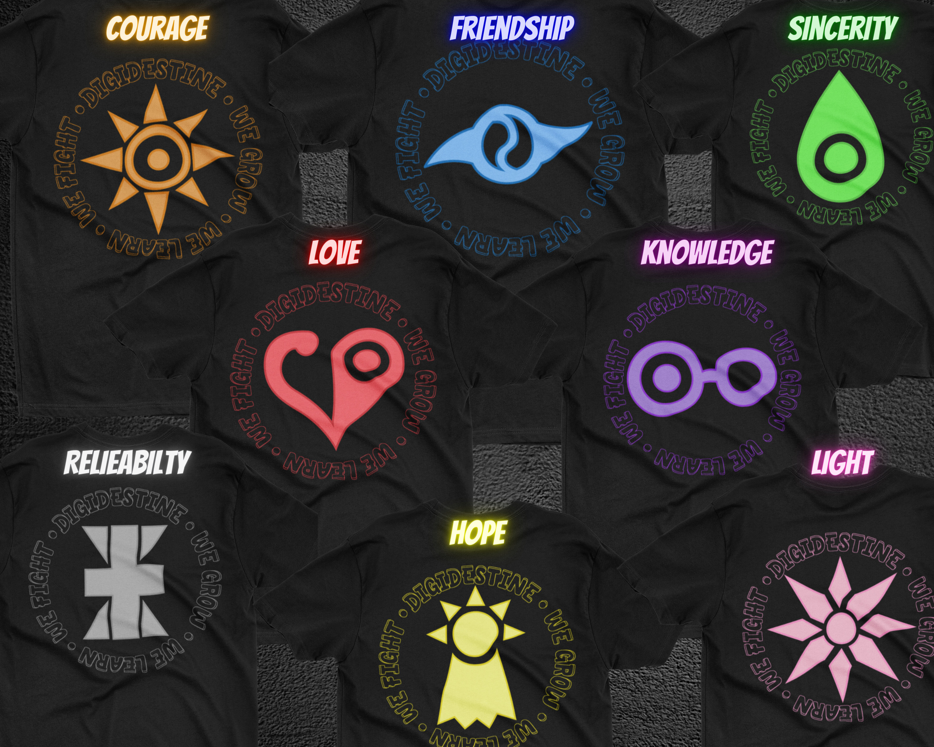 Digimon Digidestined Shirt, Crest of Courage, Digimon Adventure 01 ...