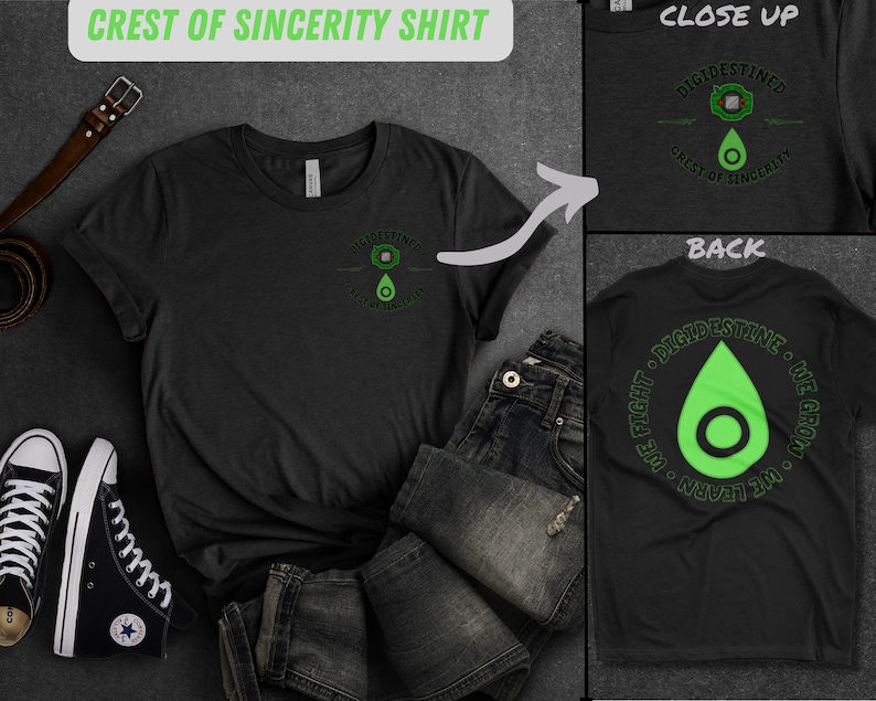 Digimon Digidestined Shirt, Crest of Sincerity, Digimon Adventure 01 ...