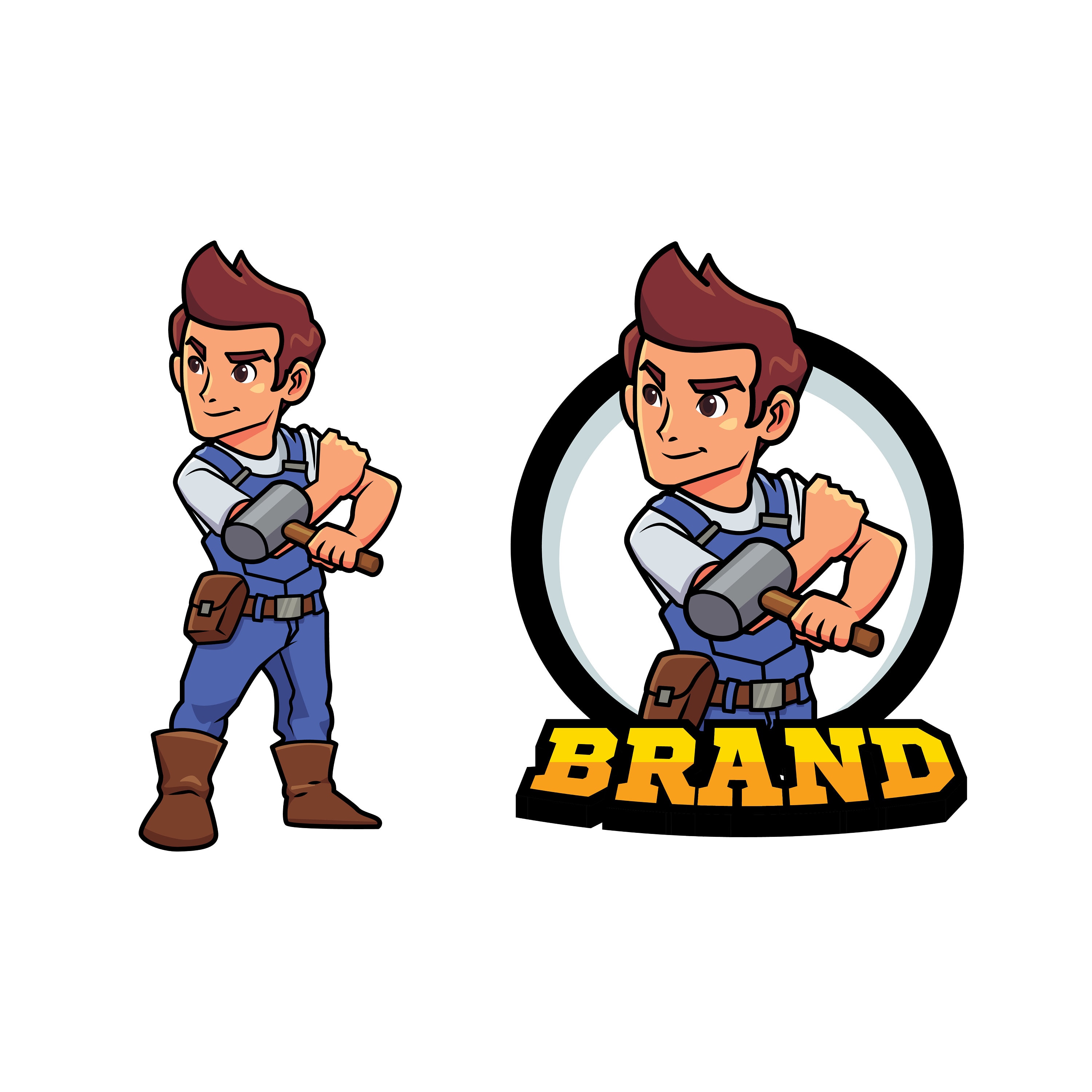 Editable Builder Character Mascot Logo, Engineer Mascot Logo, Builder ...
