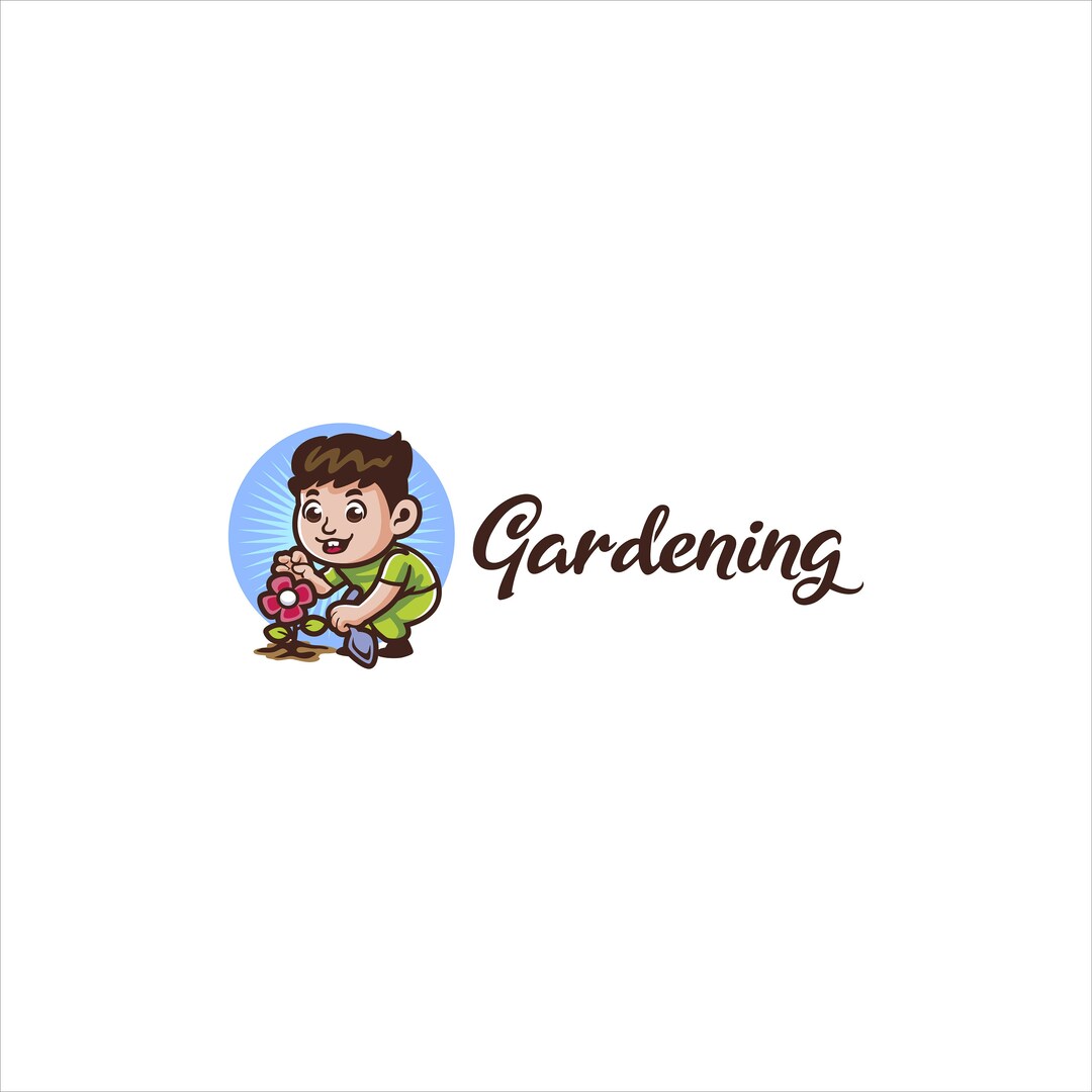 Cartoon Boy Gardener Character Mascot Logo,instant Download. Full ...