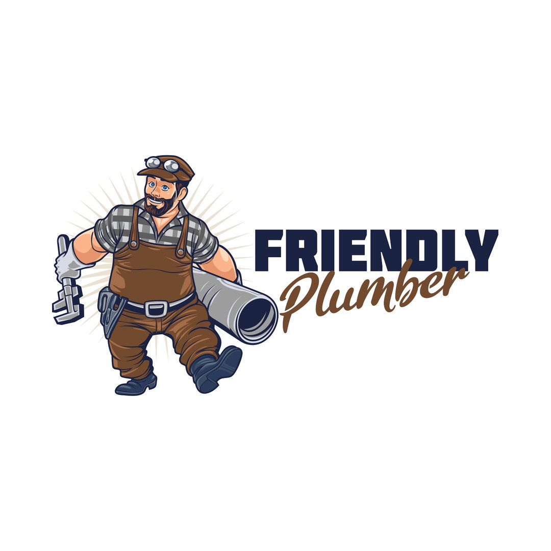 Editable Cartoon Plumber Logo, Service Logo, Construction Logo, Premade ...
