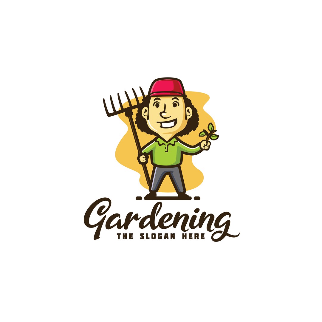 Cartoon Gardening Character Mascot Logo,instant Download. Full Vectors ...