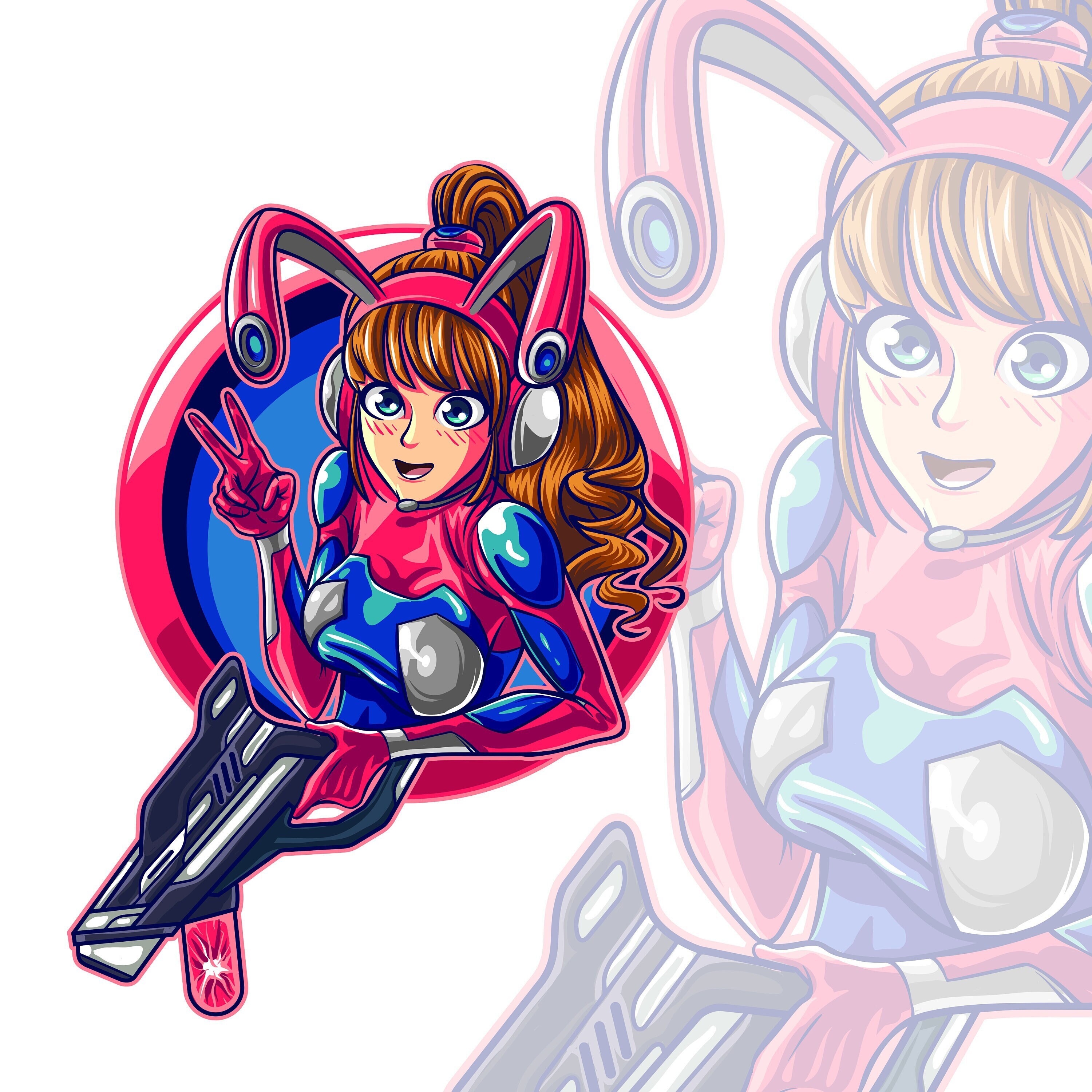 Pink Mecha Logo Design, Editable Logo, Premade Logo, Sport Logo, Gaming ...