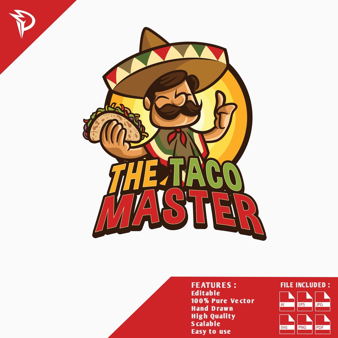 Mexican Taco Mascot Logo Design Food Restaurant - Etsy